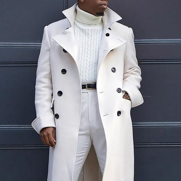 MODA ME COUTURE | Jackets & Coats | White Preppy Mens Double Breasted ...